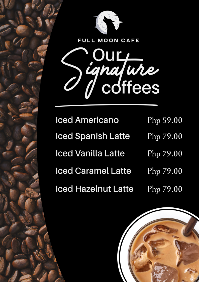 Full moon cafe - Menu