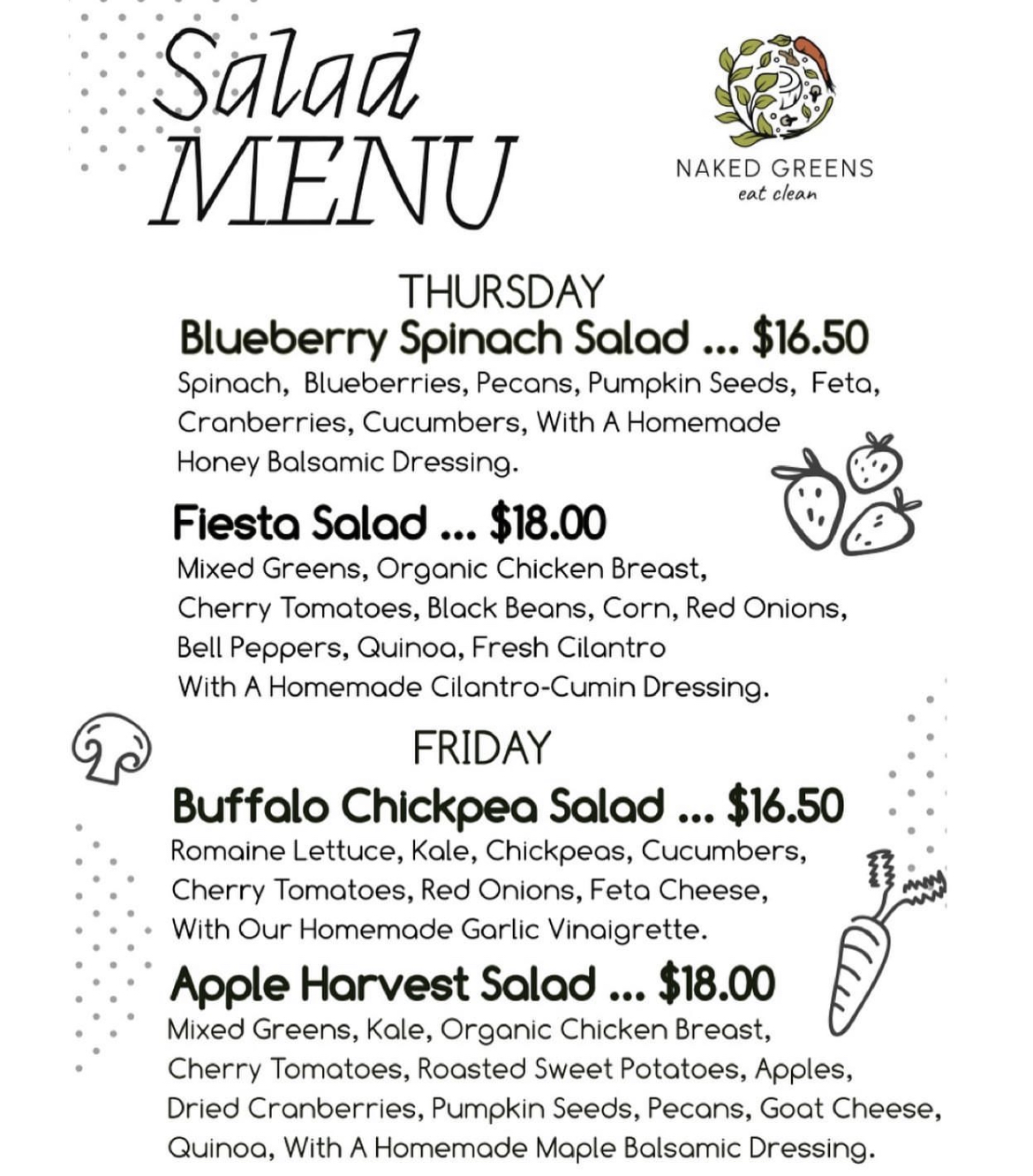 Naked Greens Salads - Our Menu